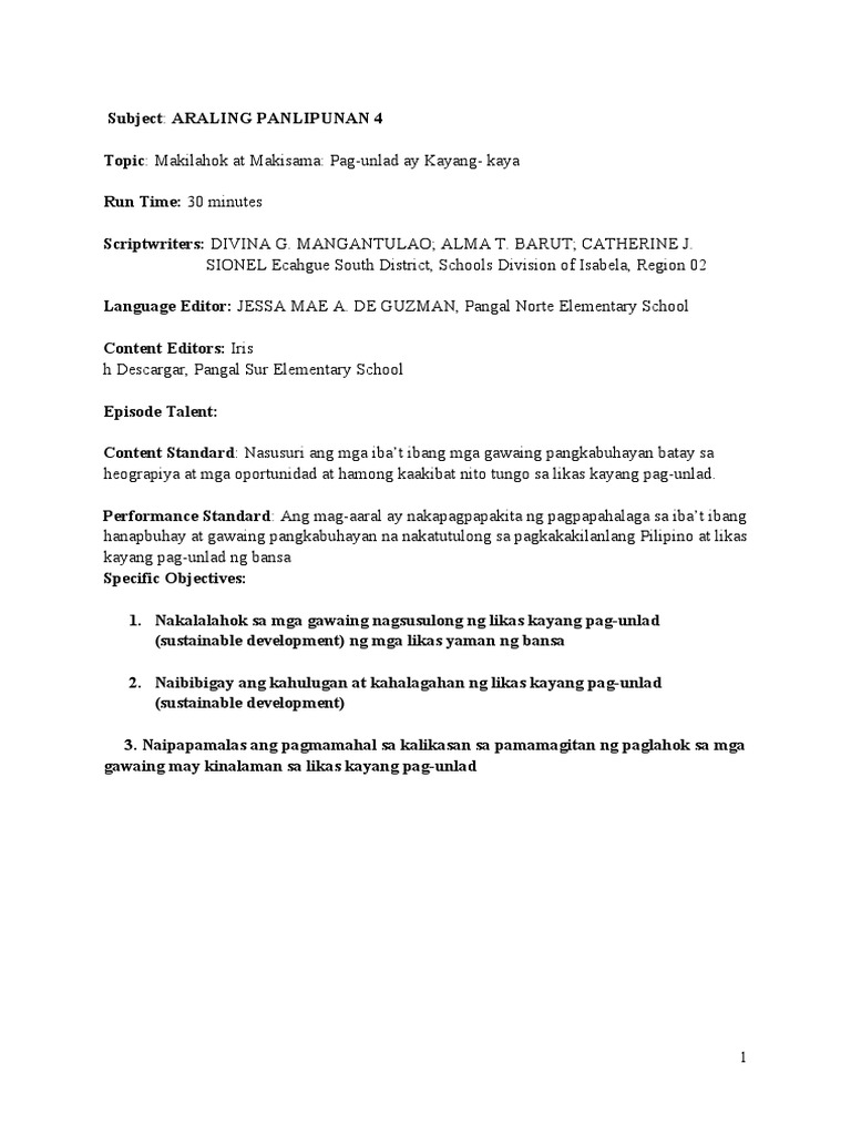 AP Q2 Week 4 TV Based Script | PDF