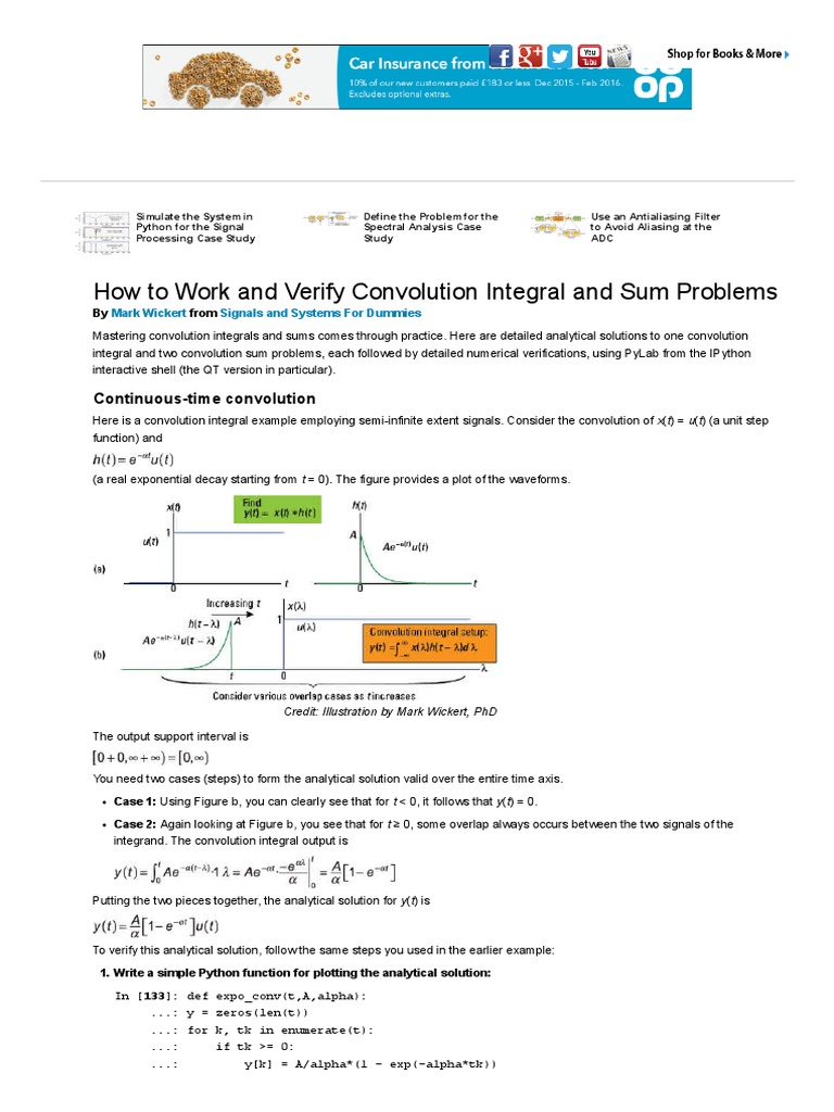 How To Work and Verify Convolution Integral and Sum Problems - For Dummies | PDF | Convolution ...