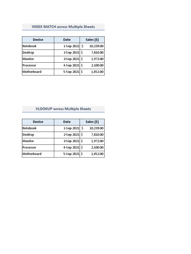 Index Match Across Multiple Sheets Pdf 