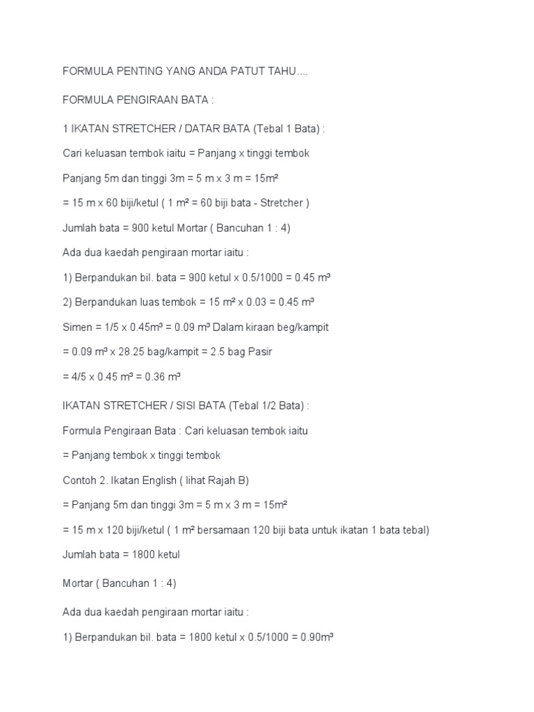 Formula Penting Yang Anda Patut Tah1 | PDF
