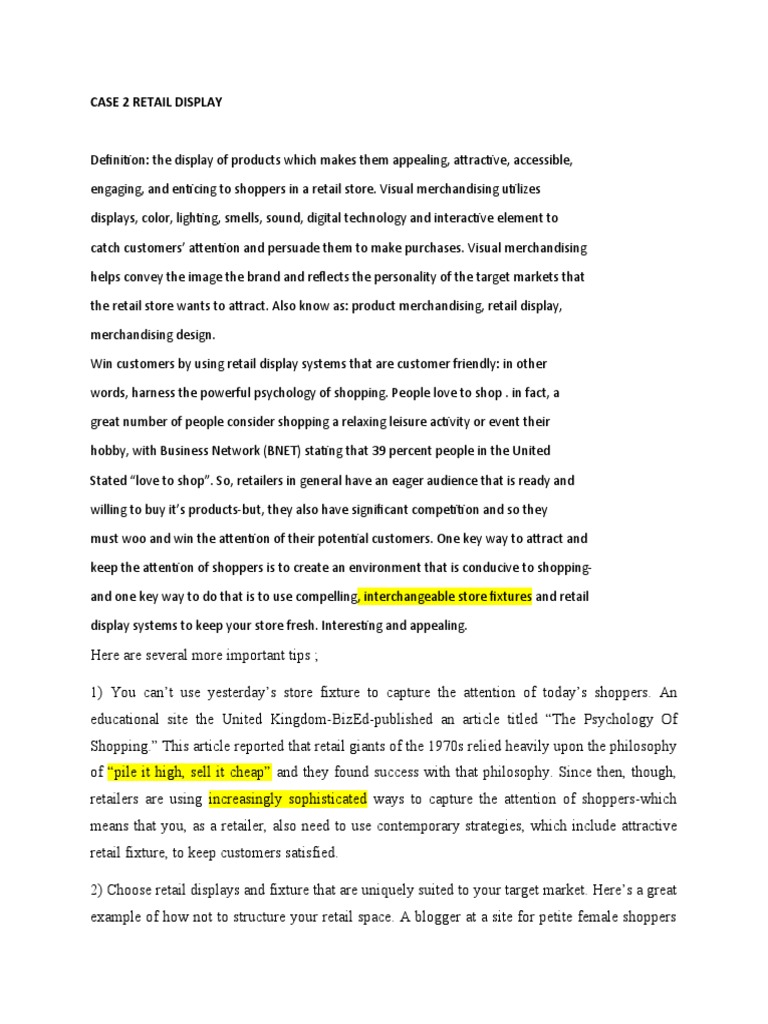Case 2 Retail Display SBP | PDF | Retail | Business Economics