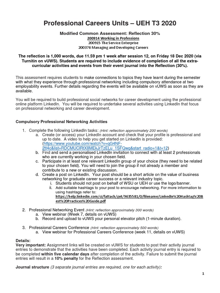 Assessment 3 Modified Common Reflection Assessment UEH T3 2020-Edit 2 ...