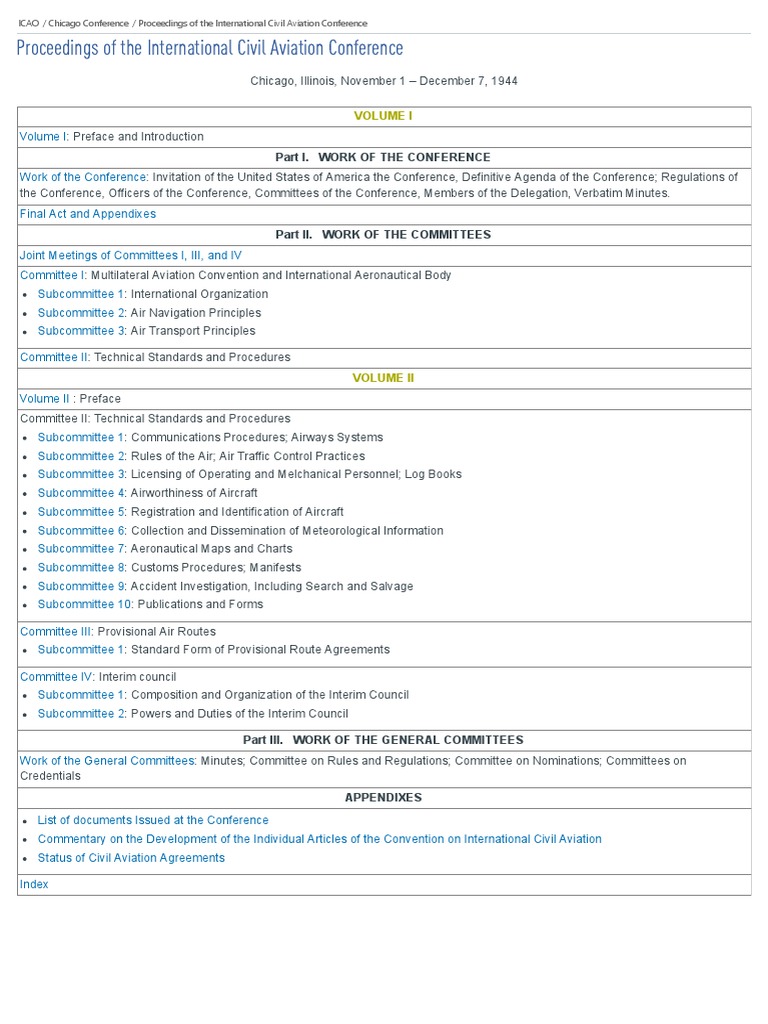 Proceedings of The International Civil Aviation Conference | PDF ...