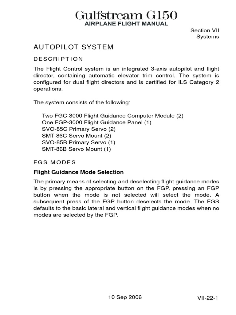 Autopilot System: Flight Guidance Mode Selection | PDF | Attitude ...