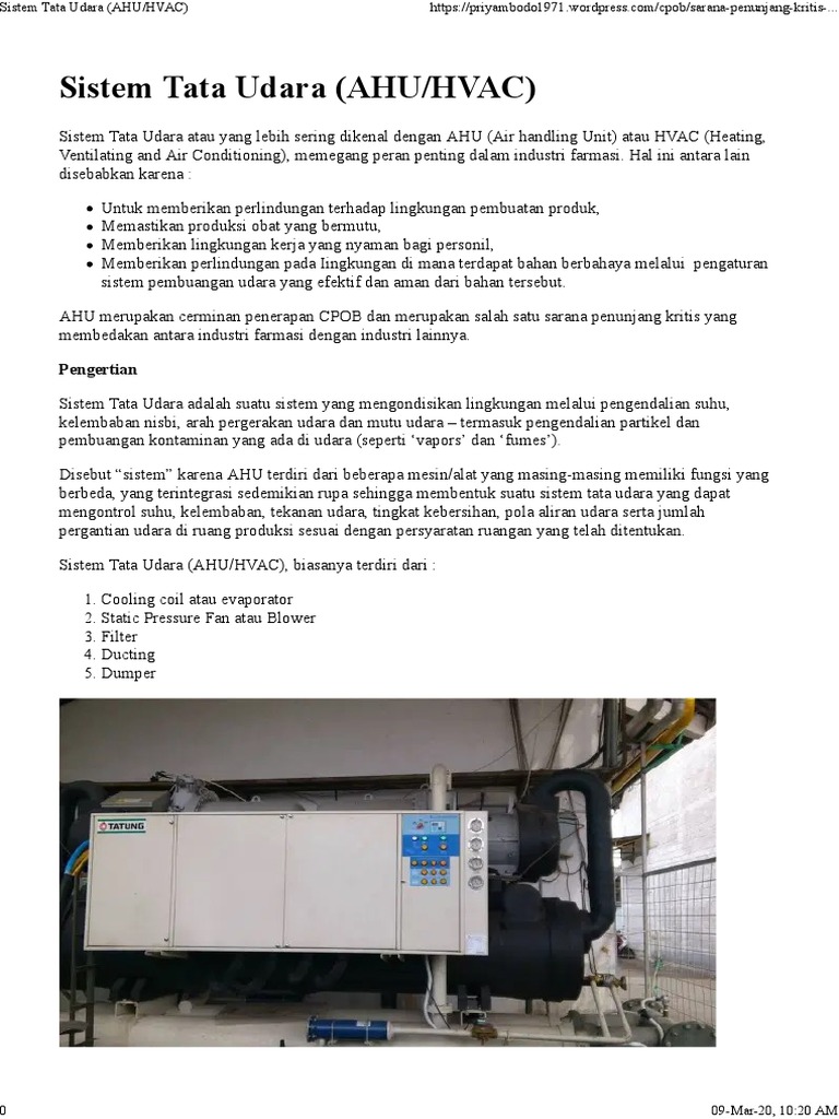 Sistem Tata Udara (AHU/HVAC) | PDF