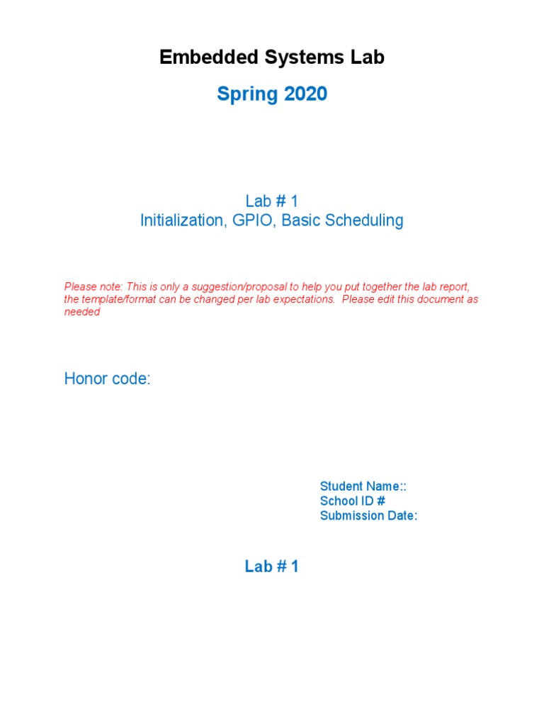 Lab Initialization, GPIO, Basic Scheduling | PDF | Microcontroller | Central Processing Unit
