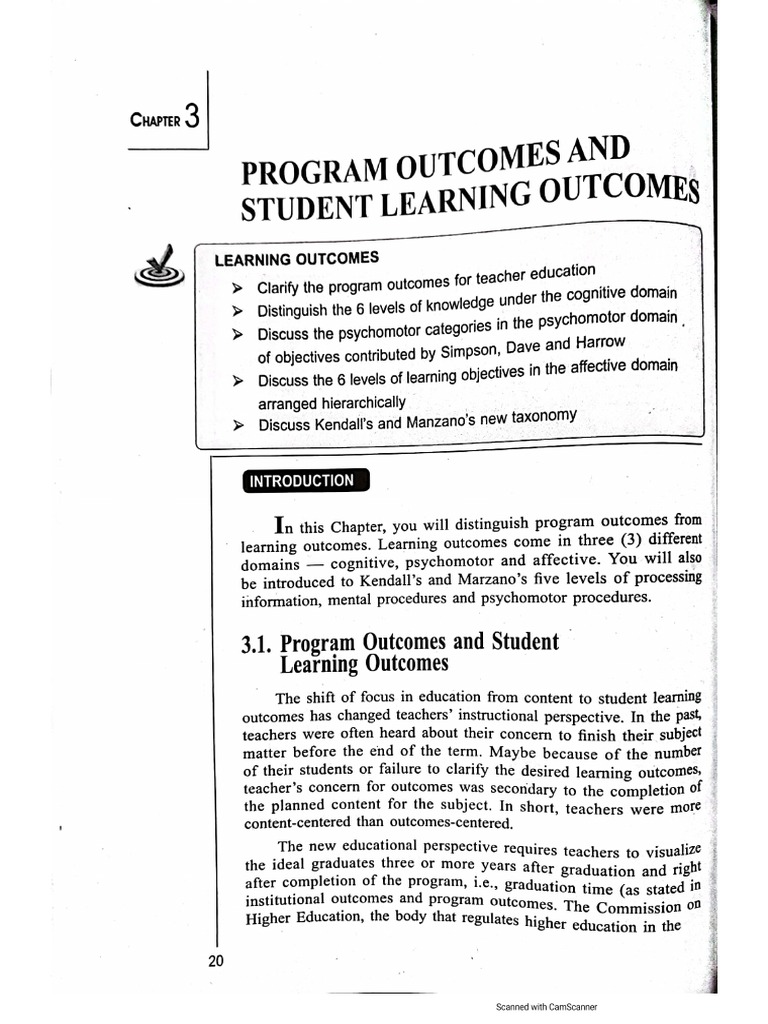 Chapter 3 - Program Outcomes and Student Learning Outcomes | PDF