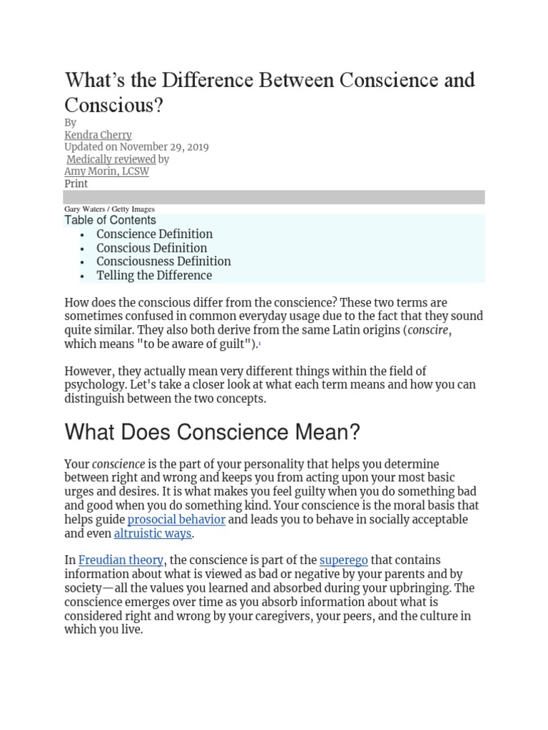 What's The Difference Between Conscience and Conscious? | PDF | Thought ...