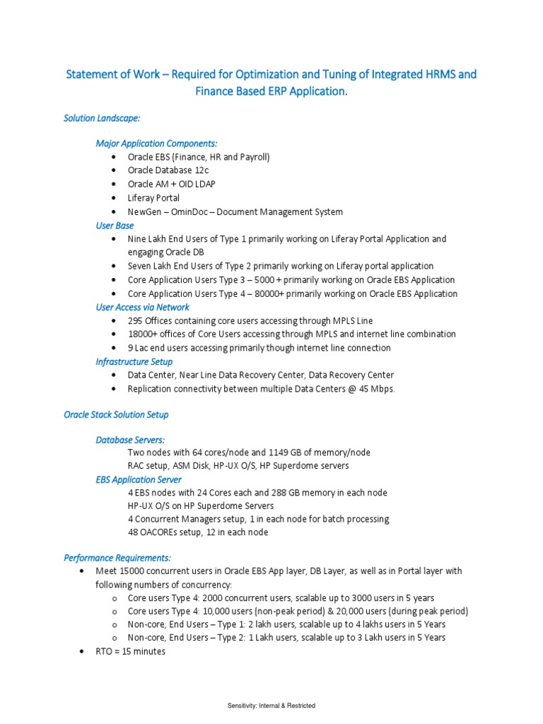 SoW - Enterprise Architecture Assessment and Oracle DB & APP Layer Tuning For Performance ...