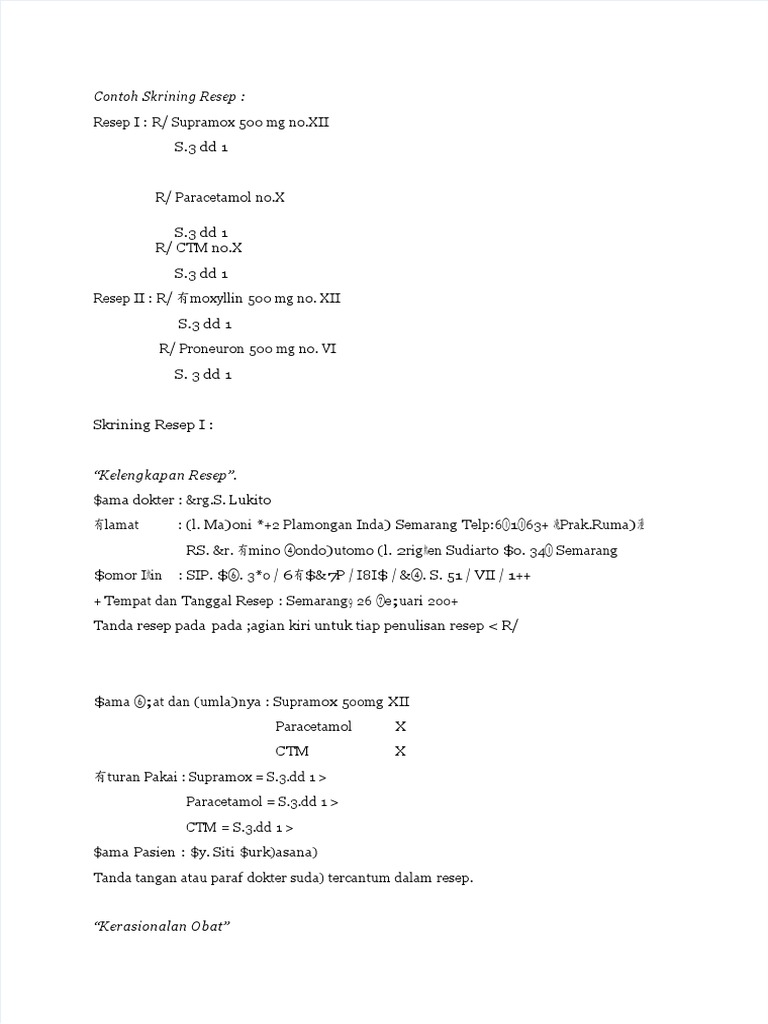 PDF Contoh Skrining Resep DD | PDF