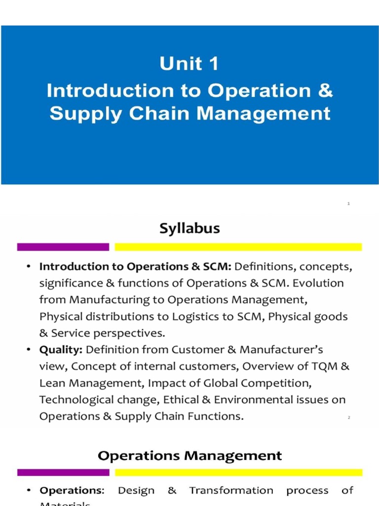 Understanding Operations Management and Supply Chain Functions: A ...