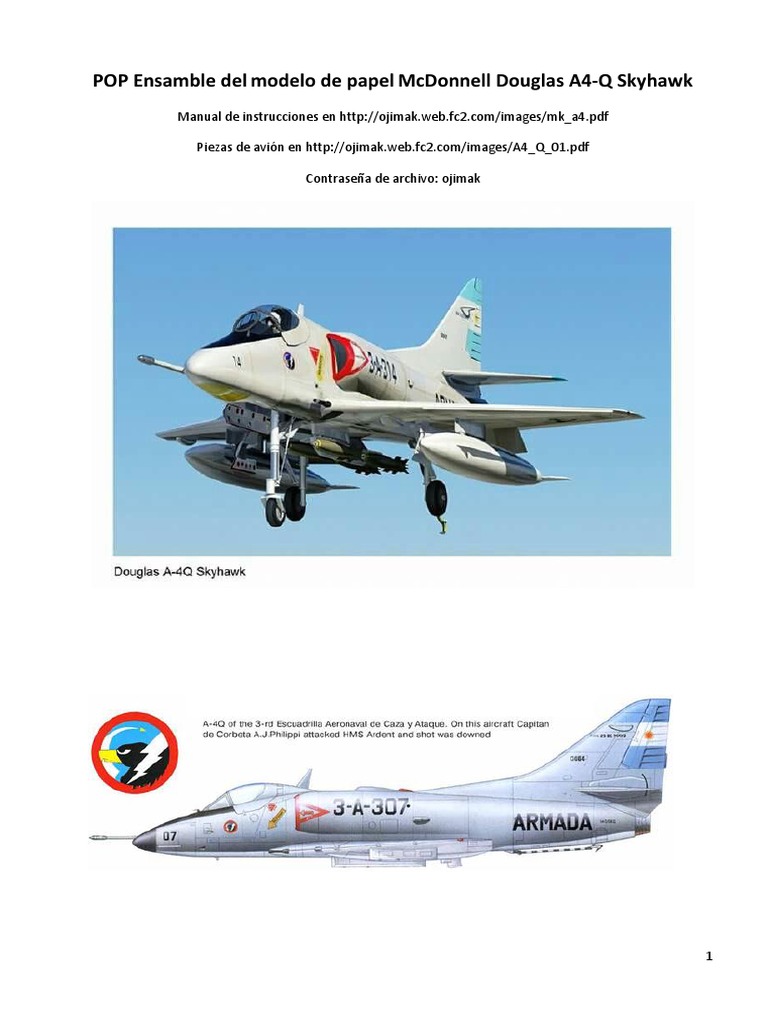 Manual Ensamble Del Modelo de Papel McDonnell Douglas A4 | Descargar gratis PDF | Avión ...