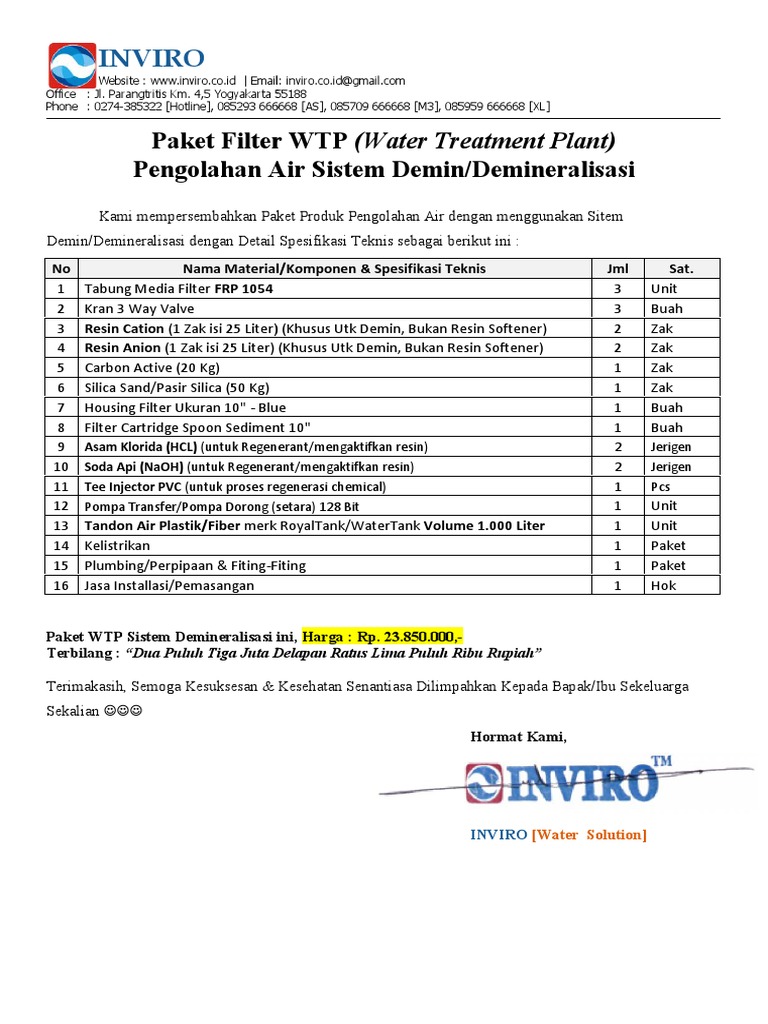 Filter WTP Water Treatment Plant Pengolahan Air Sistem Demin ...