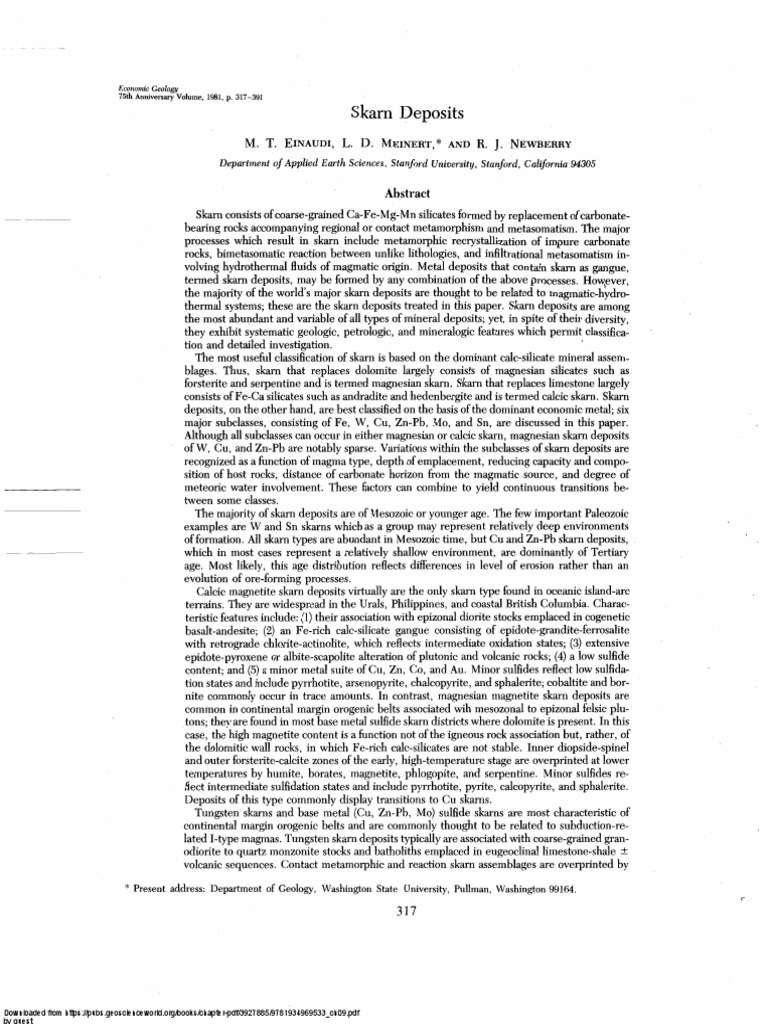 Overview of Skarn Deposits | PDF | Mineralogy | Rocks