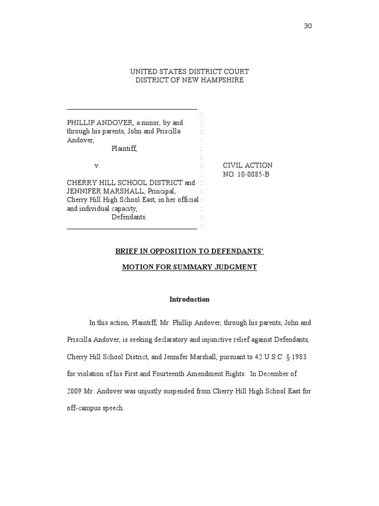 Brief in Opposition To Defendants' Motion For Summary Judgment | PDF ...