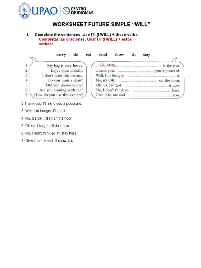 Future Simple 'Will' Worksheet: A Comprehensive Exercise on Forming ...