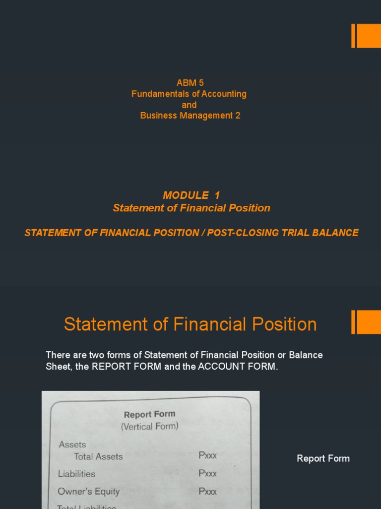 Two Forms of Financial Position Statement | PDF | Career & Growth ...