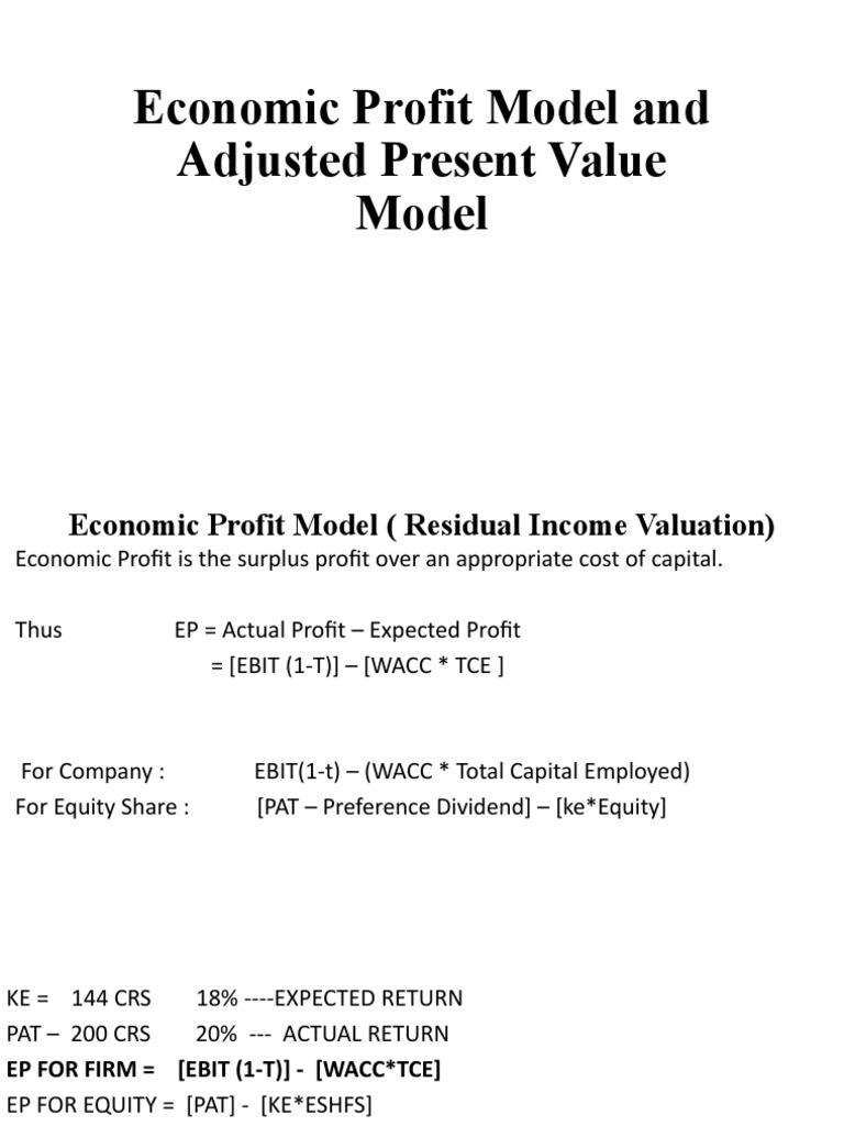 Economic Profit Model and APV Model | PDF | Discounted Cash Flow ...