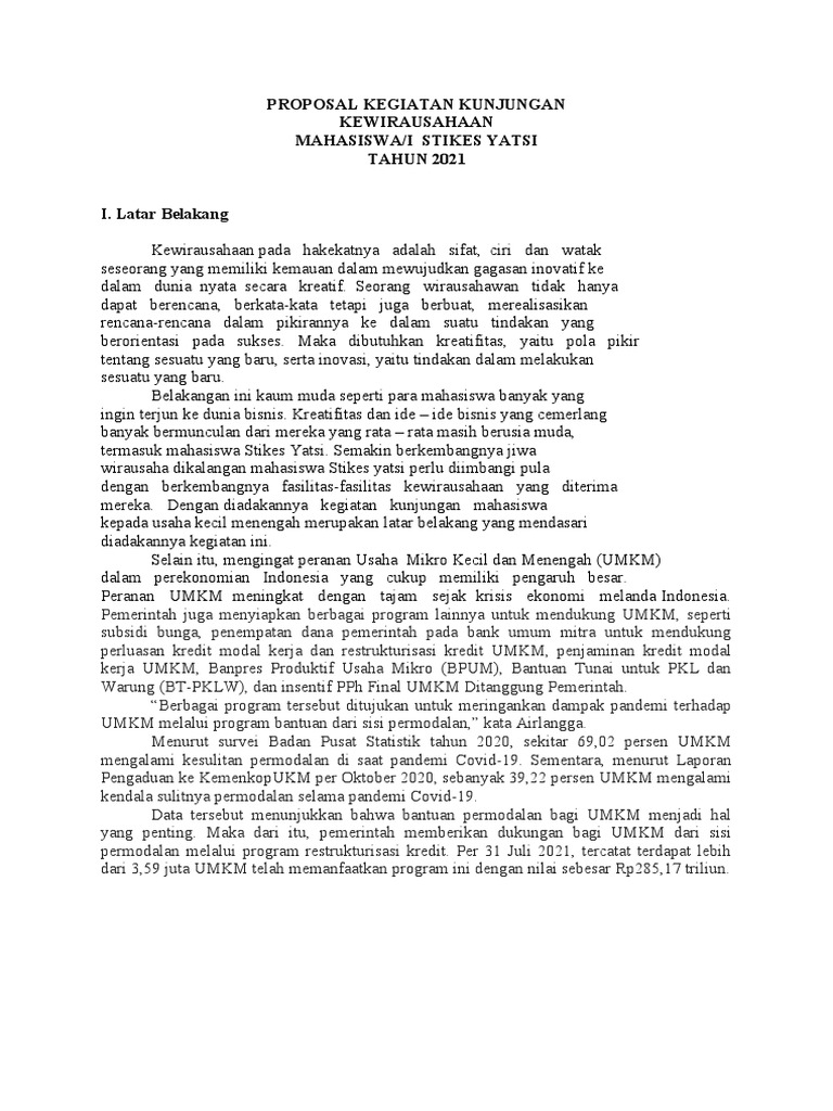 Proposal Kegiatan Kunjungan | PDF