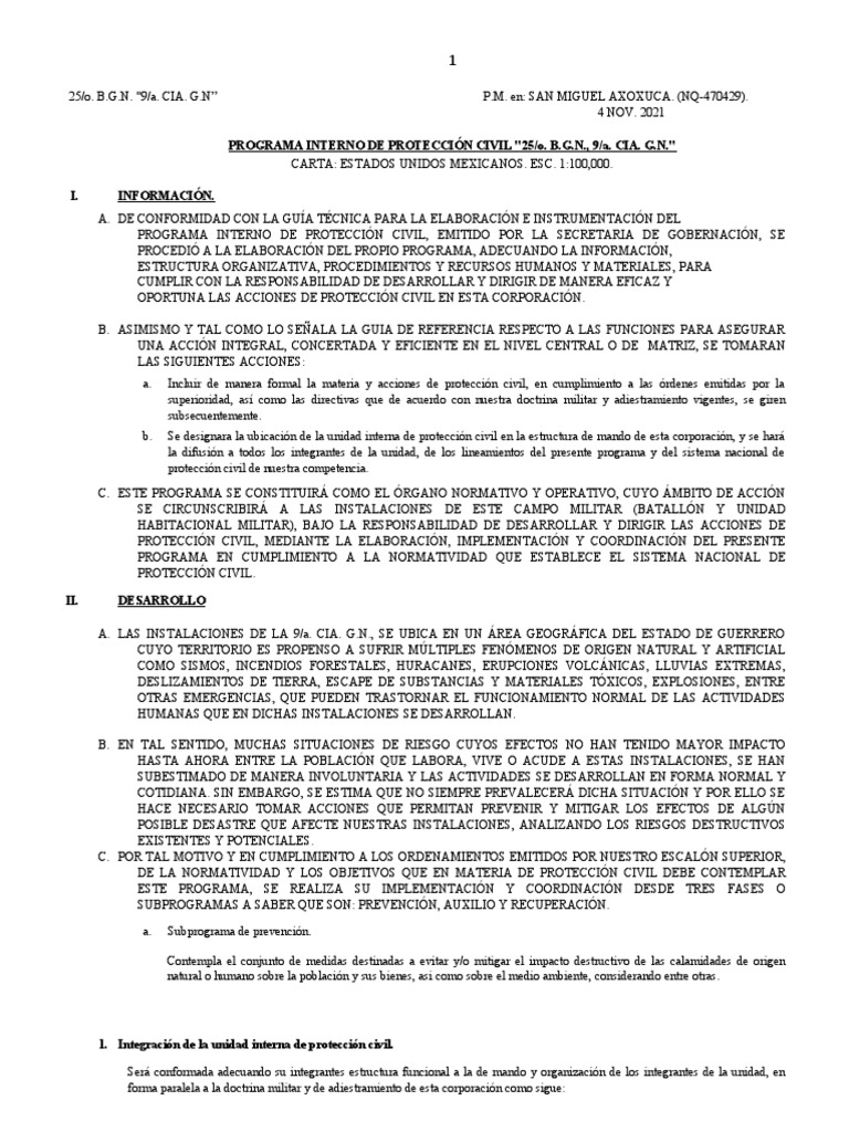 Plan de Proteccion Civil GN | PDF | Defensa Civil | Temblores