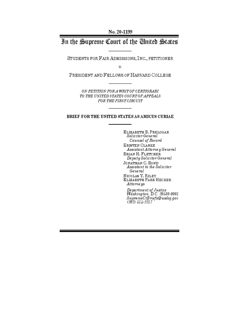 SFFA v. Harvard: Amicus Brief Overview | PDF | Precedent | Justice