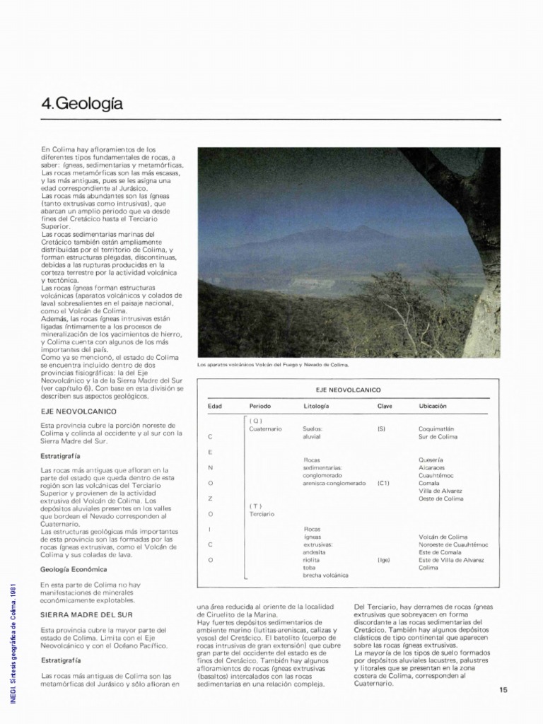 Geología y Recursos Minerales en Colima | PDF | Agua subterránea | Roca ...
