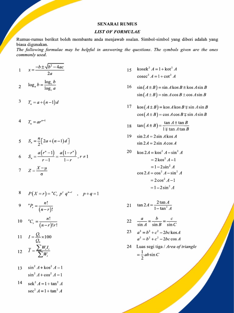 Rumus SPM Addmath | PDF