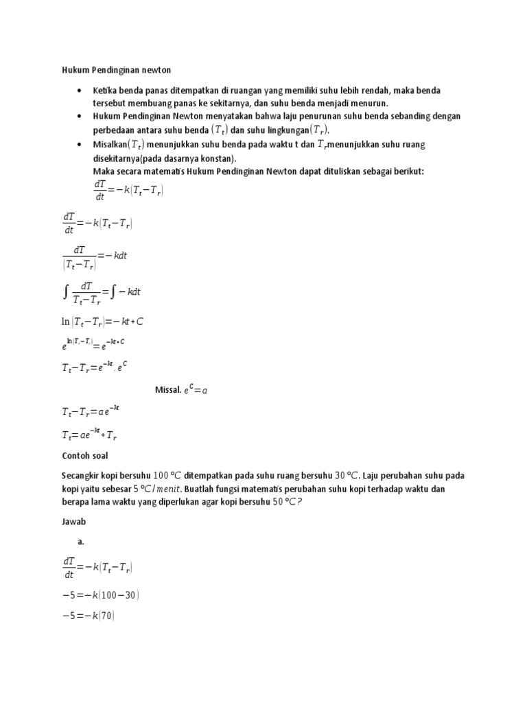 Hukum Pendinginan Newton | PDF | Metode & Bahan Ajar