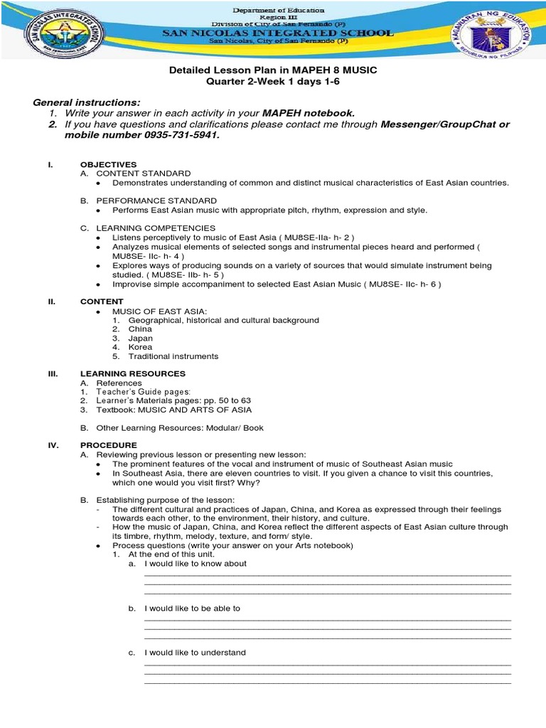 Write Your Answer in Each Activity in Your MAPEH Notebook | PDF | Scale ...