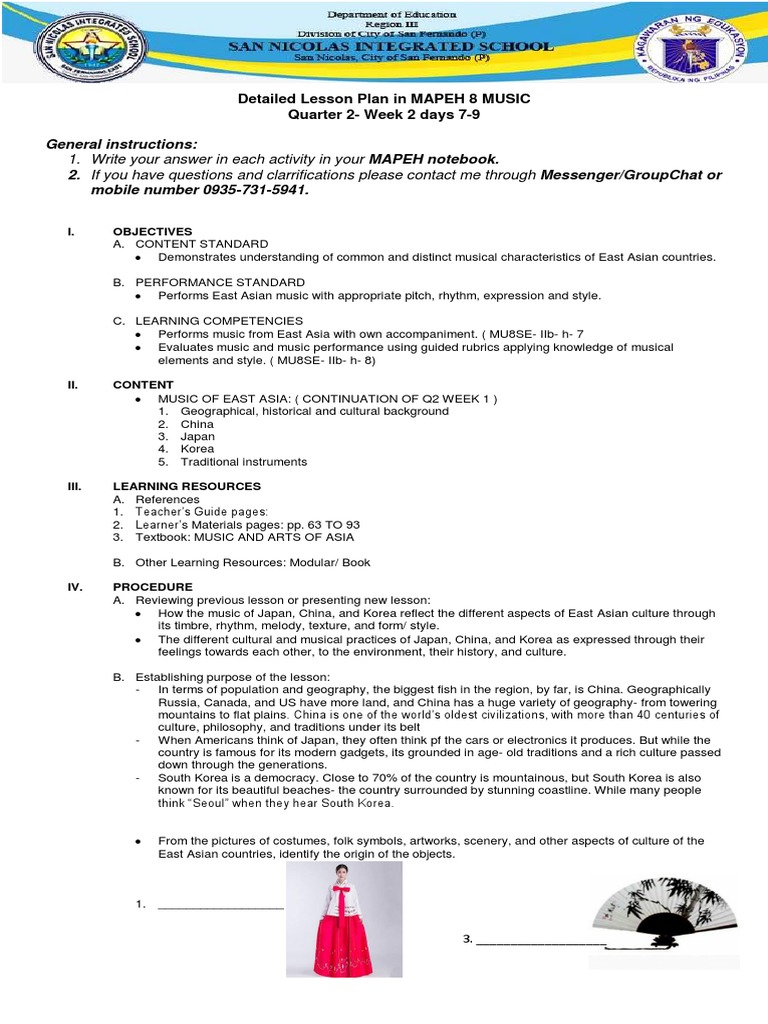 Write Your Answer in Each Activity in Your MAPEH Notebook | PDF | East ...