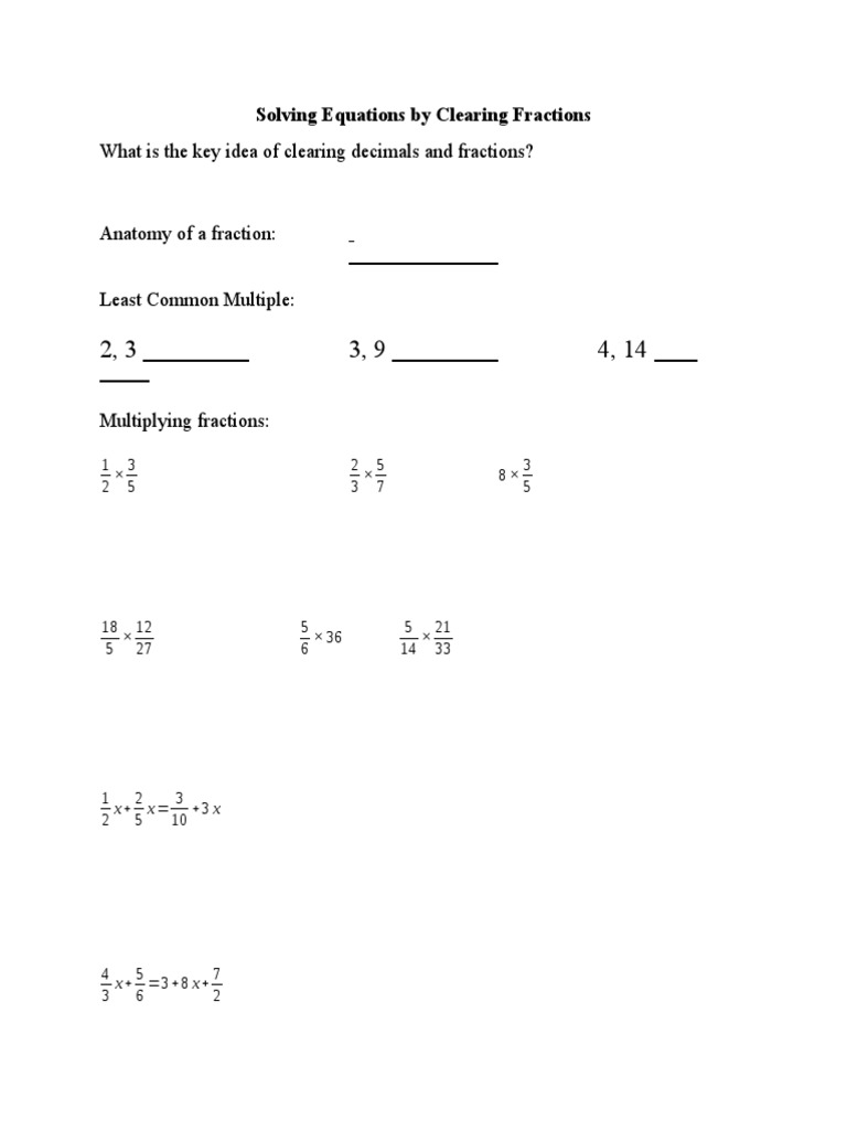 Solving Equations by Clearing Fractions-Guided Notes | PDF