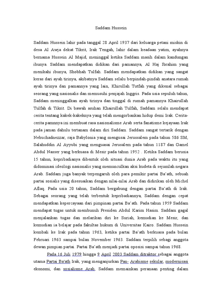 Biograf Saddam Hussein | PDF