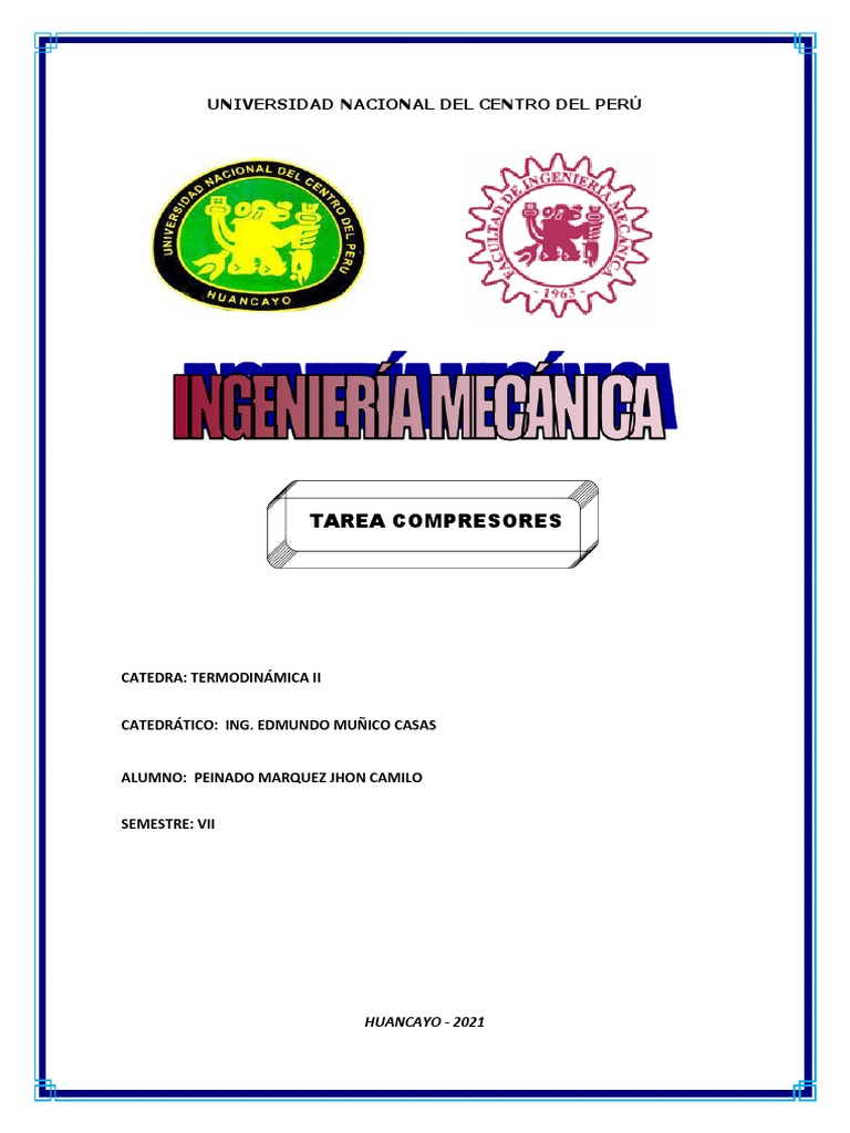 Peinado Marquez Jhon Camilo Tarea de Compresores | PDF