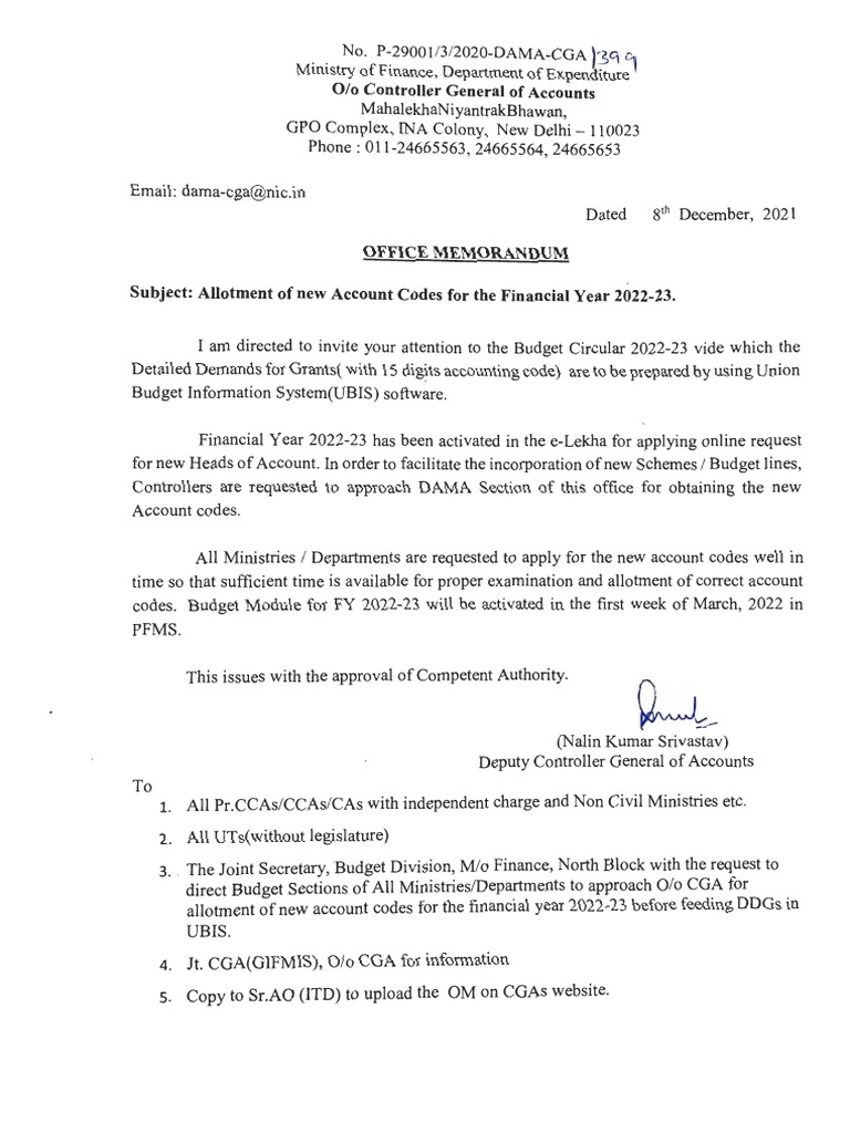 New Account Codes for FY 2022-23 | PDF | Economies | Government Of India