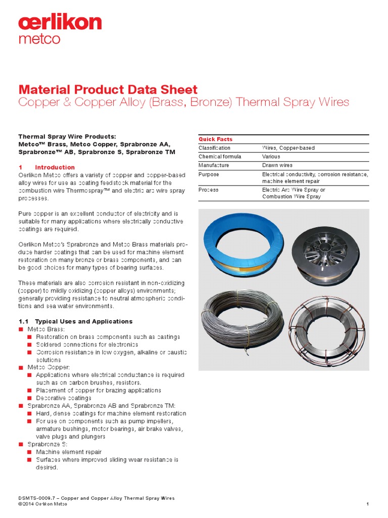 Material Product Data Sheet Copper & Copper Alloy (Brass, Bronze ...