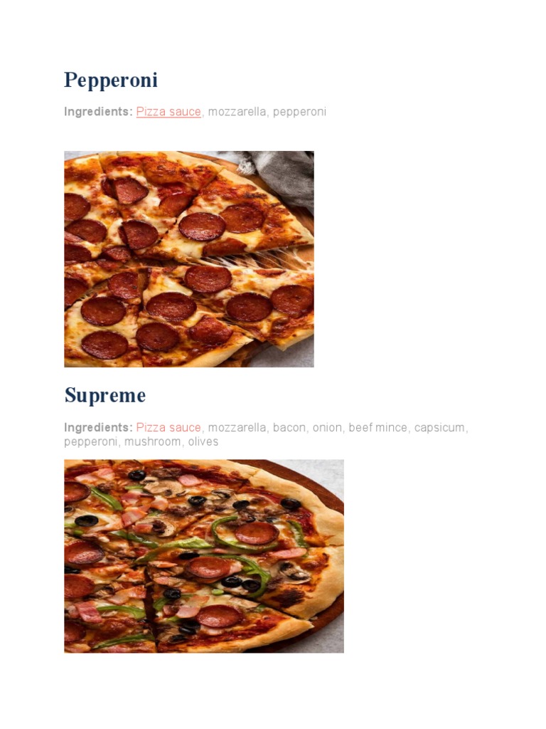 Types of Pepperoni Ingredients List | PDF
