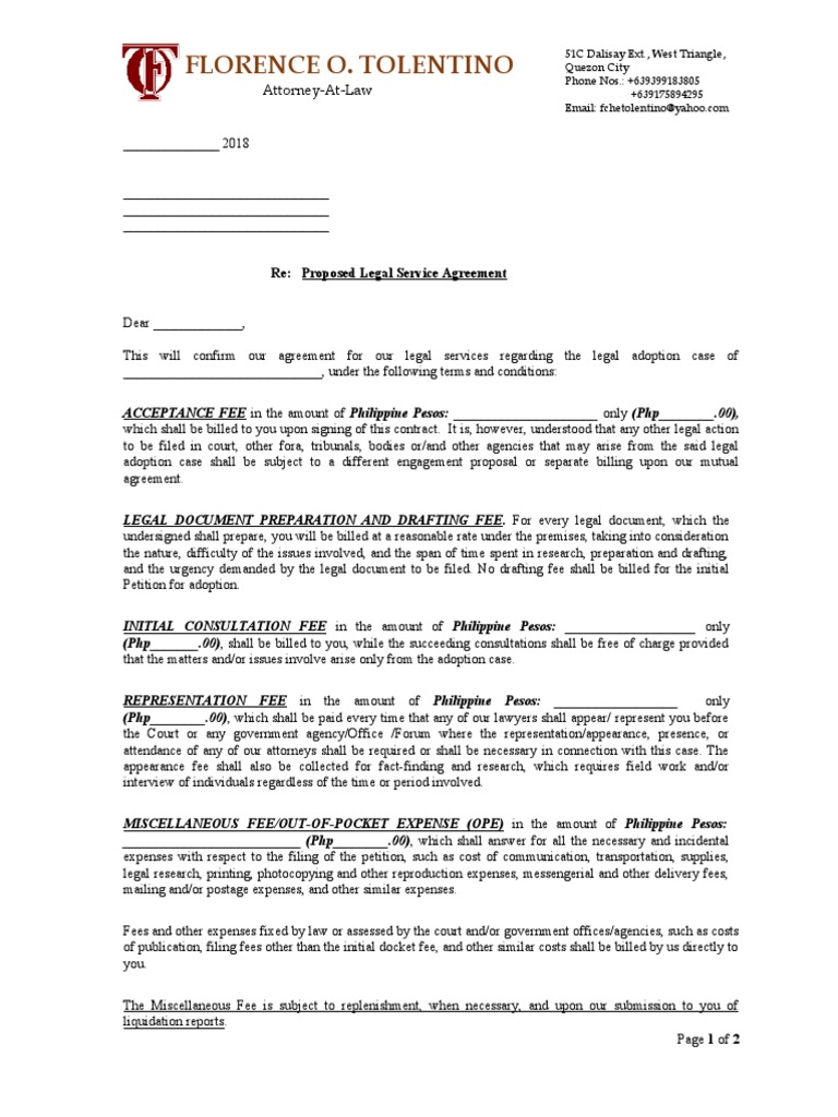 Legal Service Proposal-1 | PDF | Fee | Conflict Of Interest