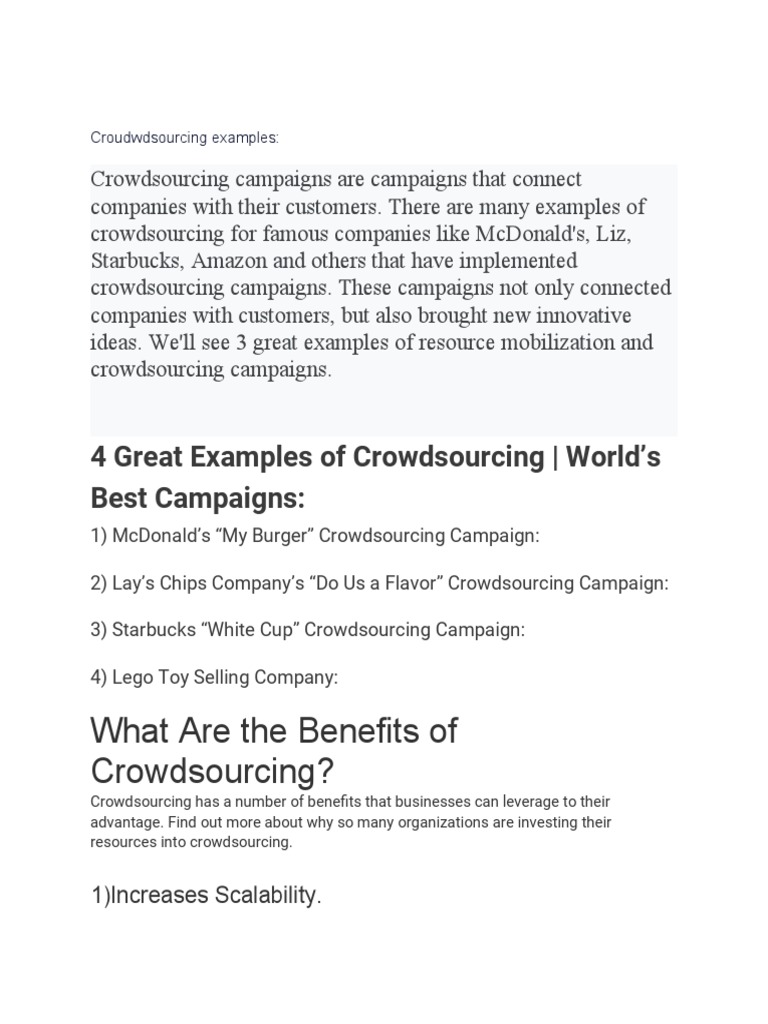 What Are The Benefits of Crowdsourcing?: 4 Great Examples of ...