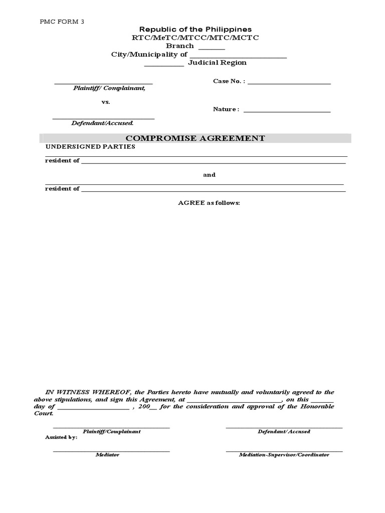 PMC Form03 - Compromise Agreement | PDF