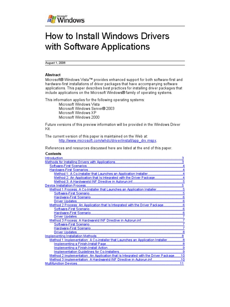 How To Install Windows Drivers With Software Applications: August 1, 2006 | PDF | Installation ...