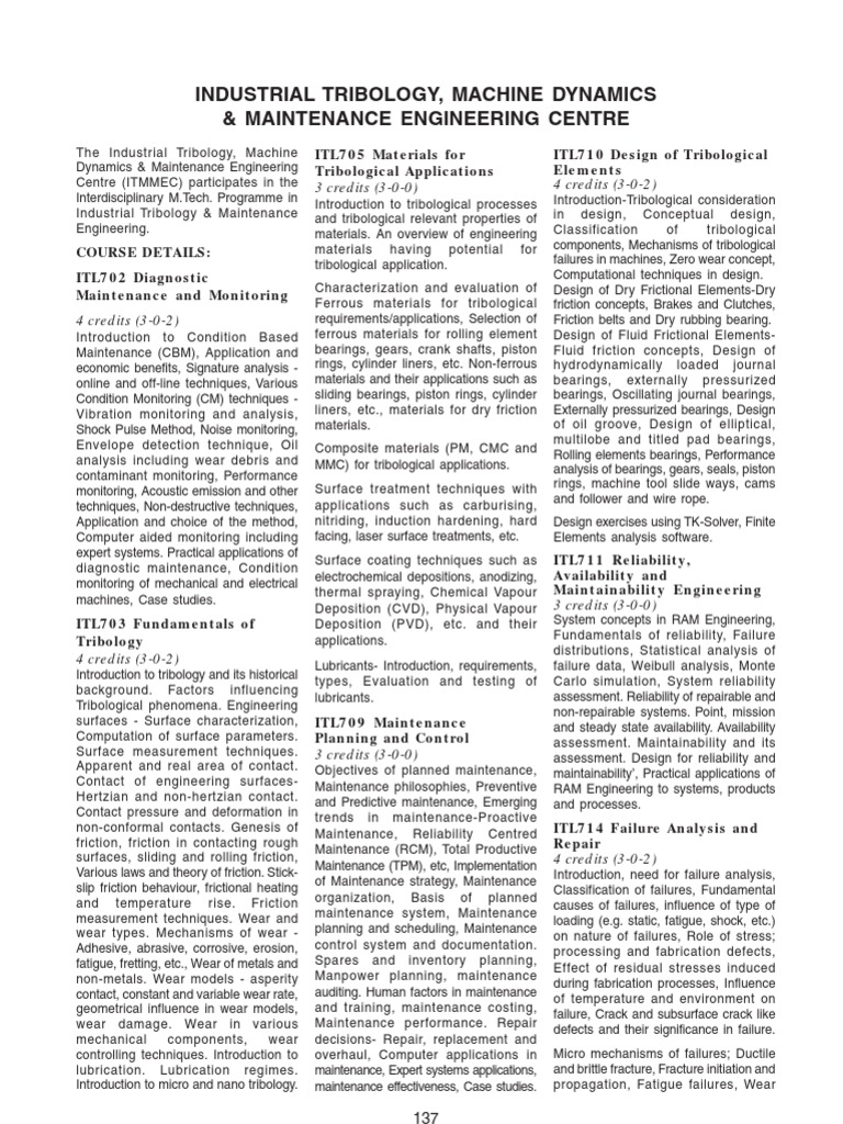 Industrial Tribology, Machine Dynamics and Maintenance Engineering Centre | PDF | Wear | Bearing ...