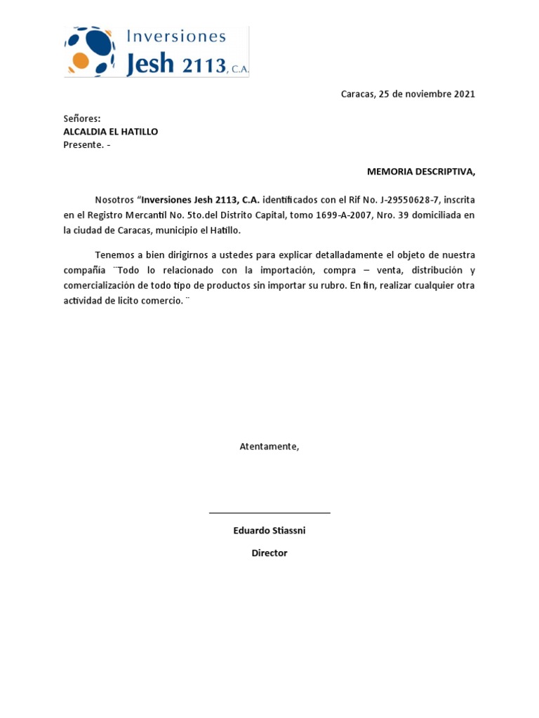 Memoria Descriptiva Jesh | PDF | Finanzas y dinero | Derecho