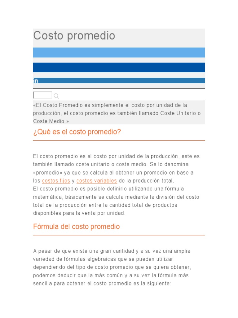 Costo Promedio: Definición y Cálculo | PDF | Costo | Impuestos
