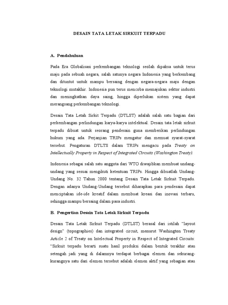 Haki Desain Tata Letak Sirkuit Terpadu | PDF