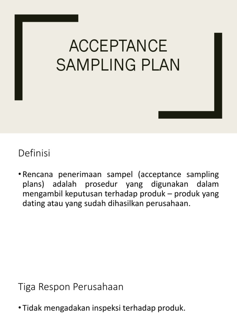 Acceptance Sampling Plan | PDF