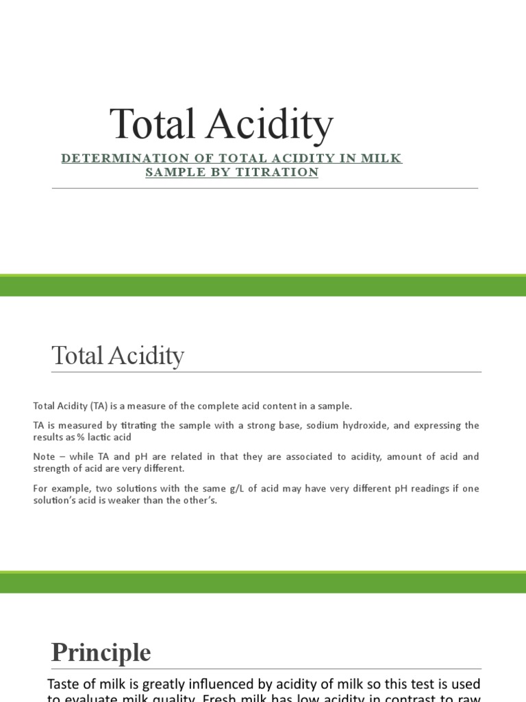 L10. Determionation of Total Acidity of Milk Sample | PDF | Cooking ...