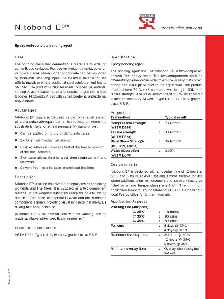 Nitobond EP epoxy bonding agent | PDF | Concrete | Epoxy