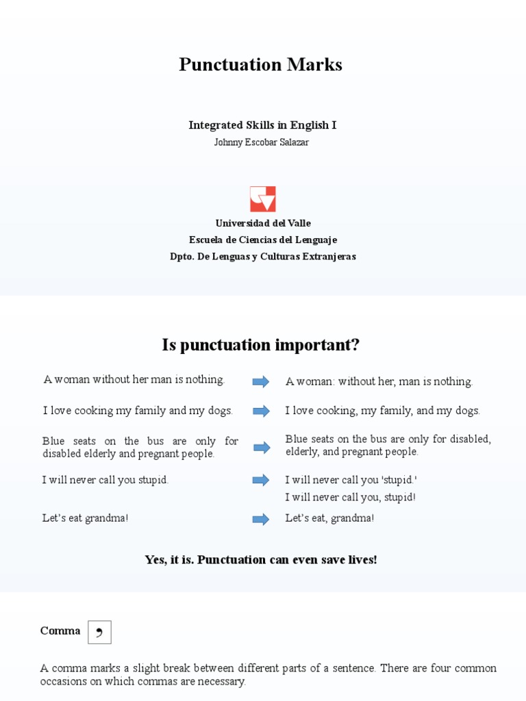 Punctuation Marks: Integrated Skills in English I | PDF | Sentence ...