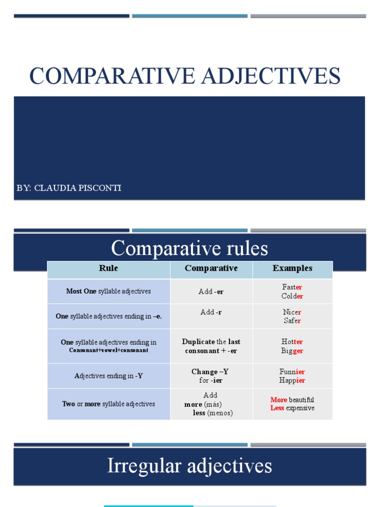Comparative Adjectives Rules and Examples | PDF | Adjective ...