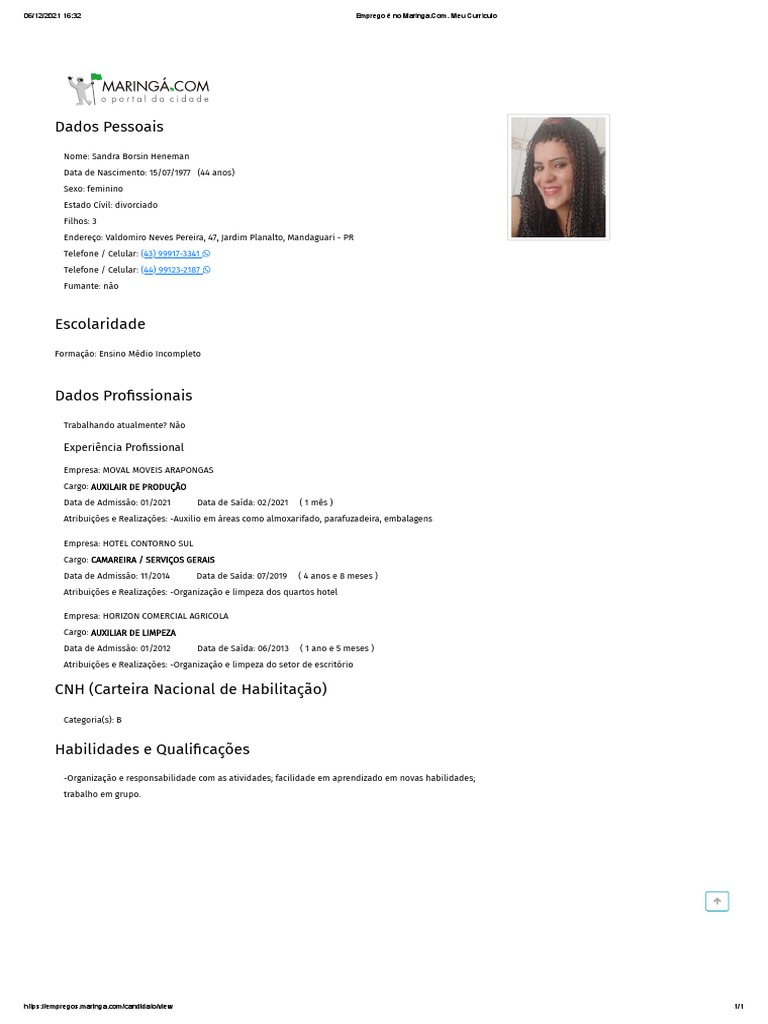 Curriculo Sandra | PDF